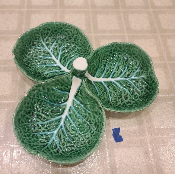 Dining | Vintage Cabbage Serving 3 Section Party Tray Dish Majolica ...